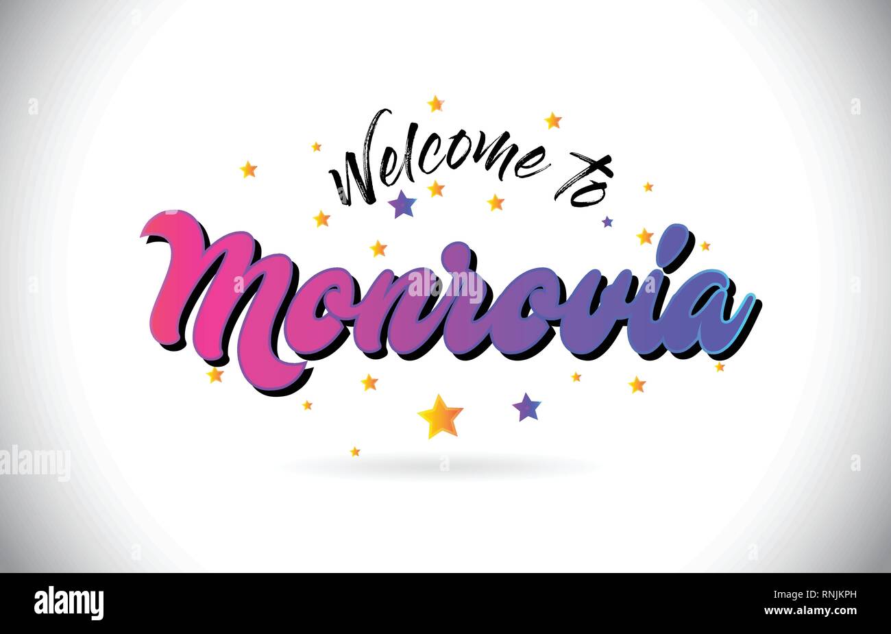 Monrovia Welcome To Word Text with Purple Pink Handwritten Font and ...