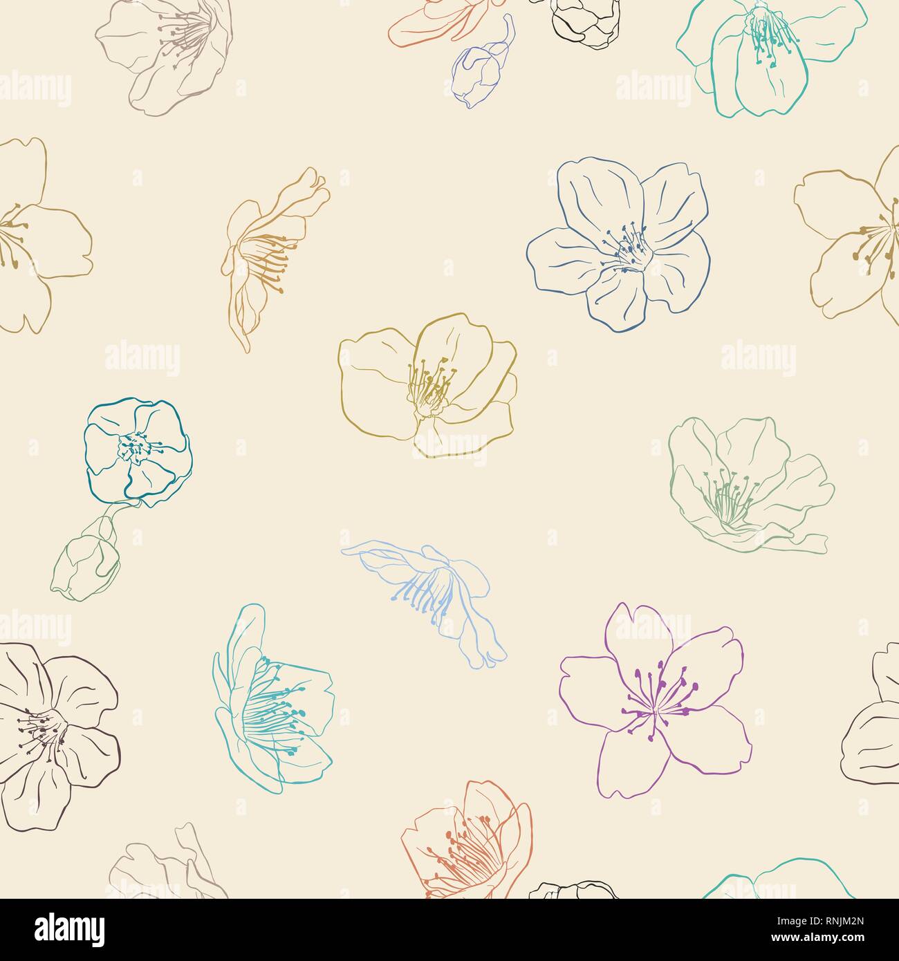 Sakura seamless pattern hand sketching Stock Vector Image & Art - Alamy