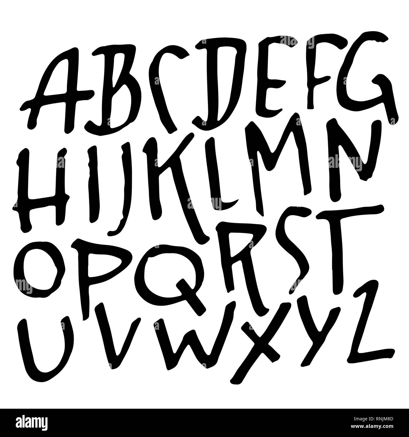 Modern brush lettering. Handdrawn grunge ink font. Vector illustration ...