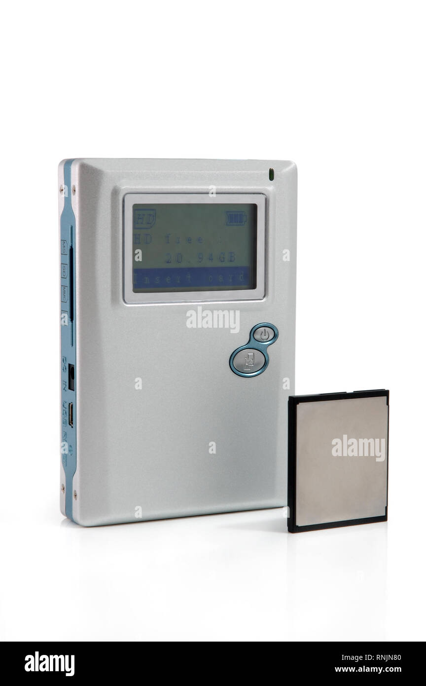 Multi-card reader with hdd data bank - isolated on white background ...