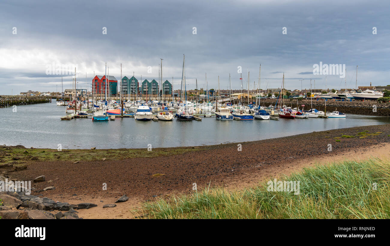 Amble, Northumberland, England, UK - September 10, 2018: Boats in the ...