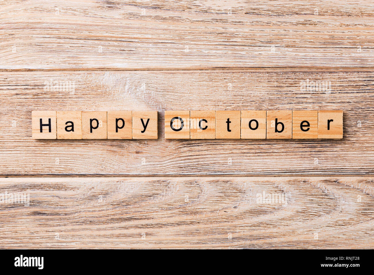 October month text written on hi-res stock photography and images - Alamy