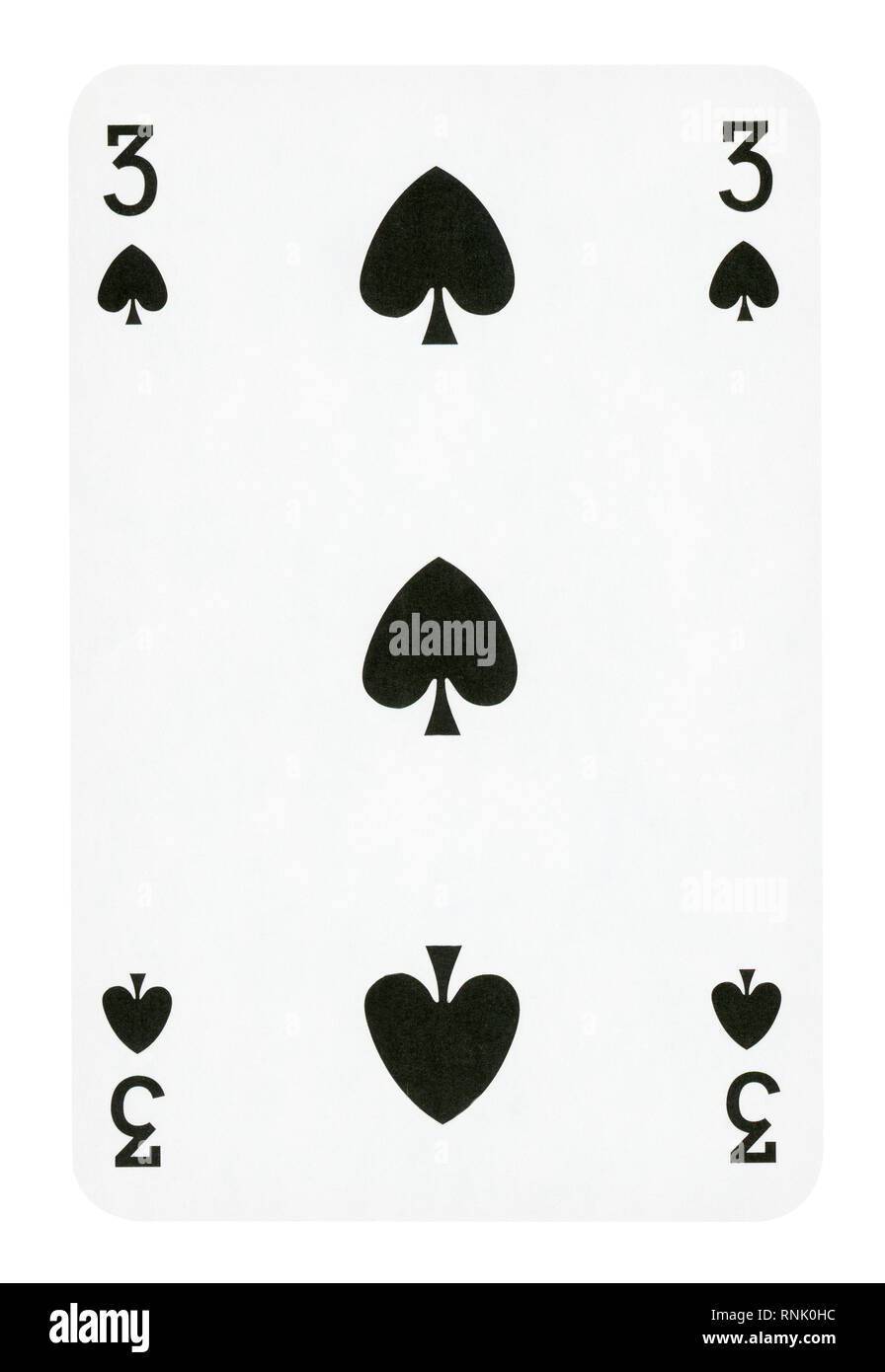 Three of Spades playing card - isolated on white (clipping path ...