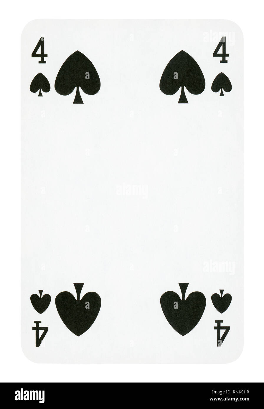 Four of Spades playing card - isolated on white (clipping path included ...