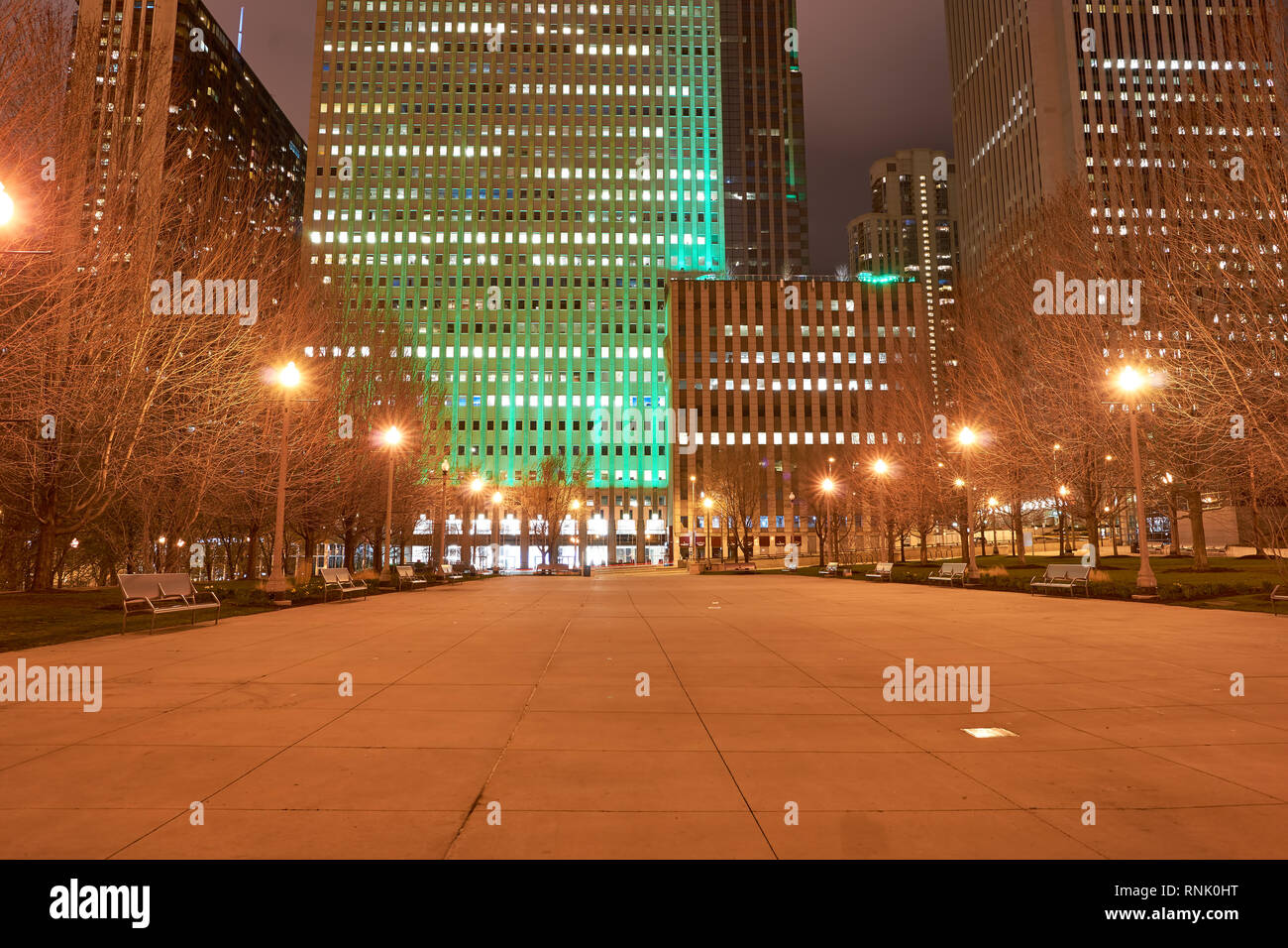 CHICAGO, IL - CIRCA MARCH, 2016: Chicago at night time. Chicago is the ...