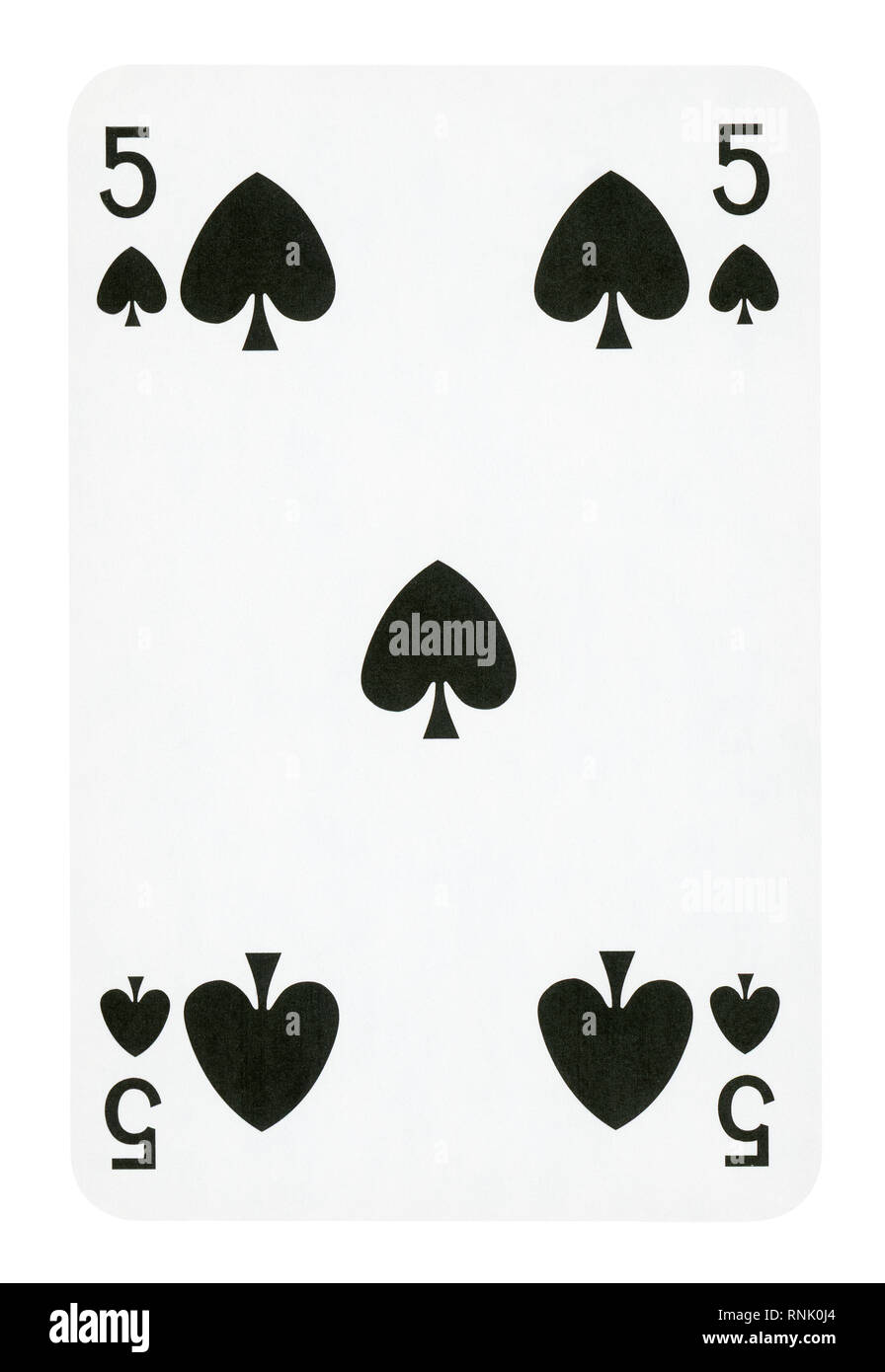 Five of Spades playing card - isolated on white (clipping path included ...