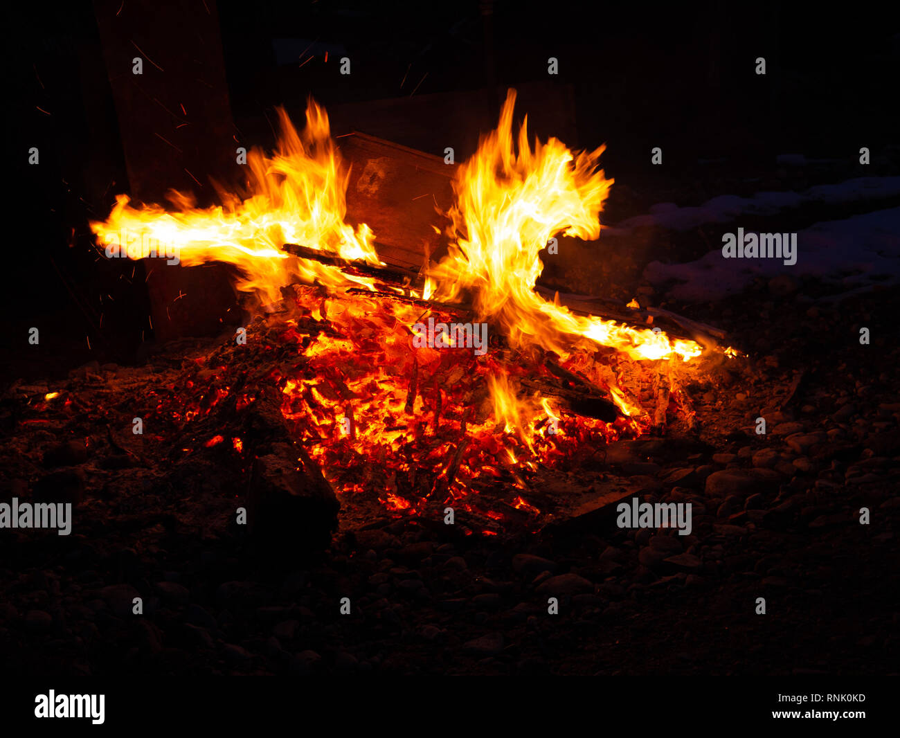 Big bonfire on festival night Stock Photo - Alamy