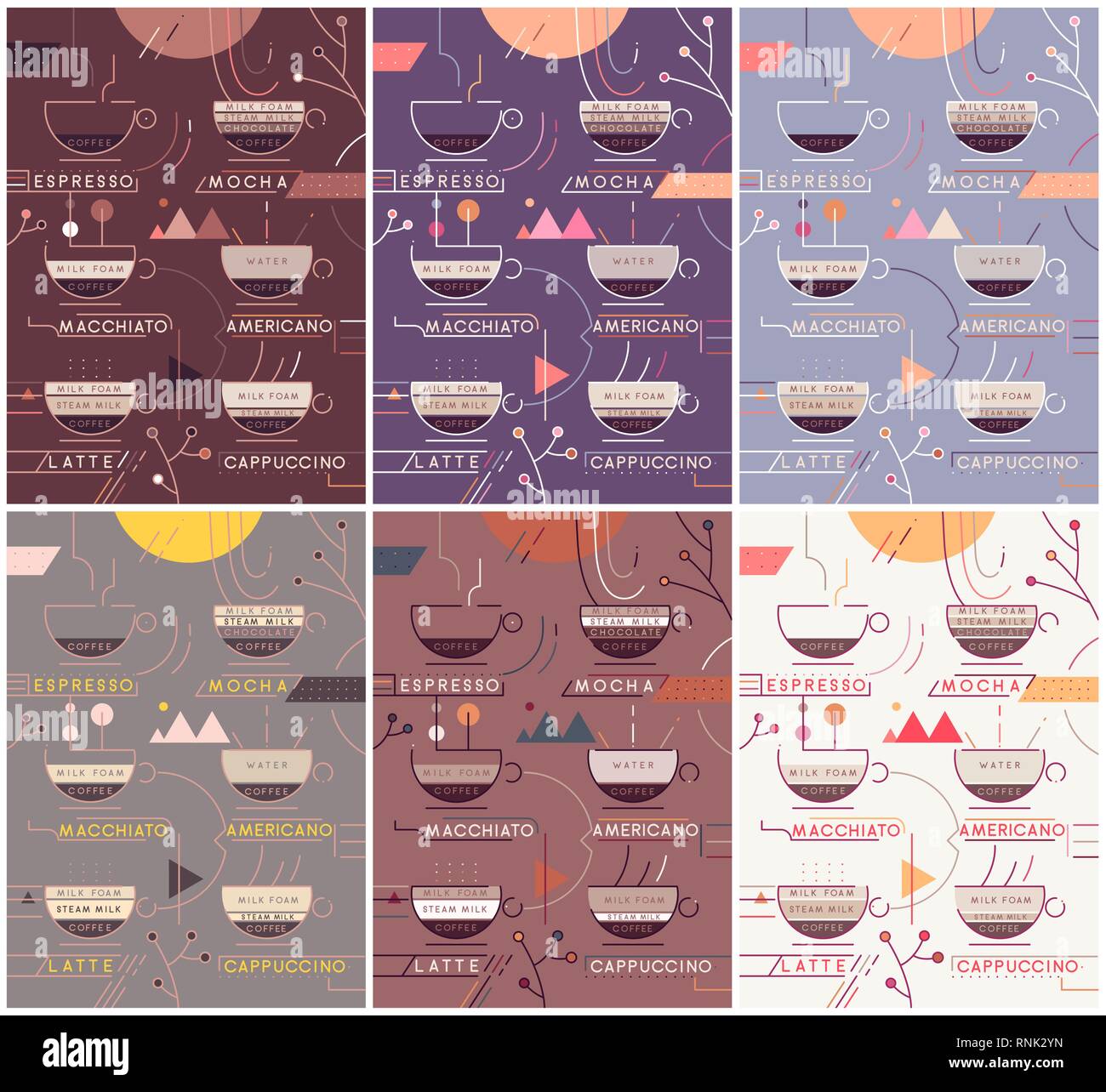 Coffee types vector banners set. Coffee types preparation infographics ...