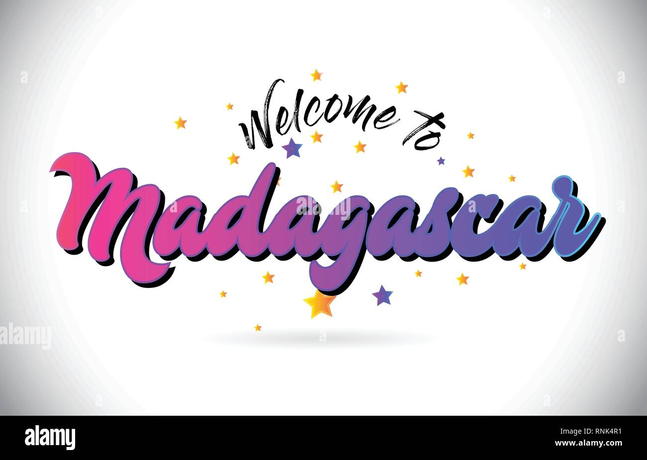 Madagascar Welcome To Word Text with Purple Pink Handwritten Font and ...
