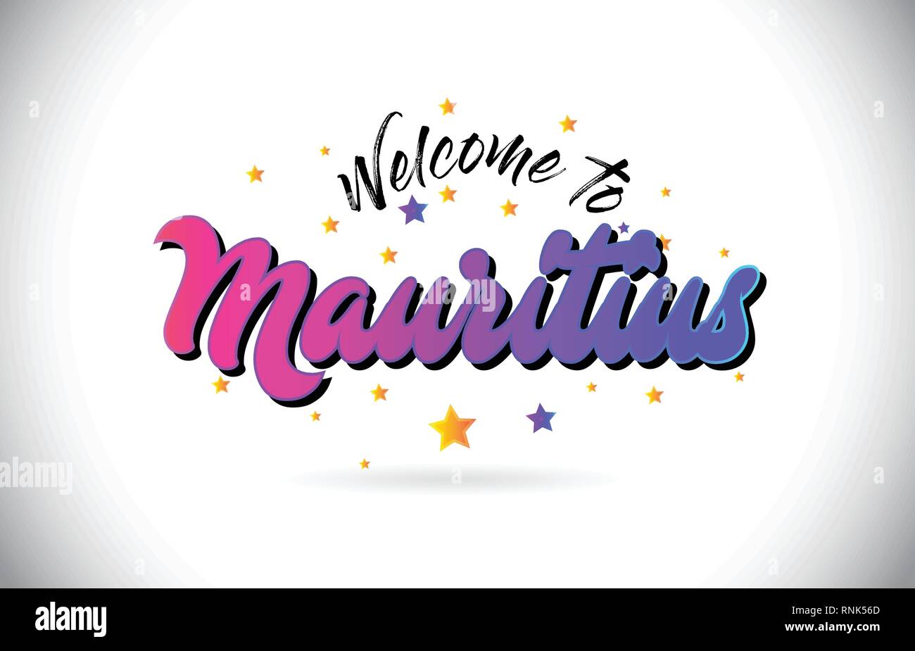 Mauritius Welcome To Word Text with Purple Pink Handwritten Font and ...