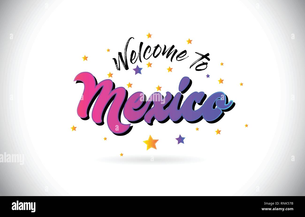 Mexico Welcome To Word Text with Purple Pink Handwritten Font and ...