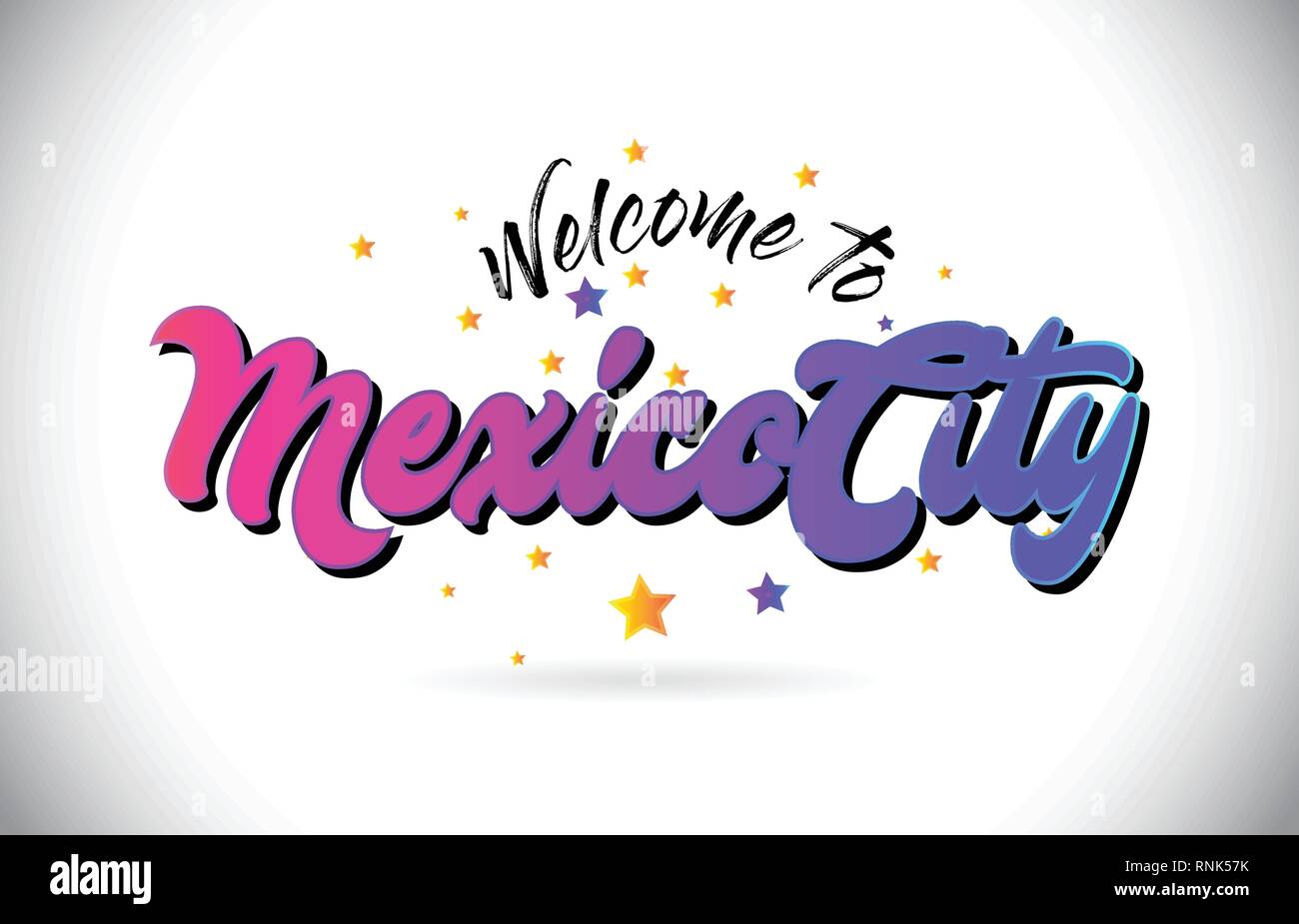 MexicoCity Welcome To Word Text with Purple Pink Handwritten Font and ...