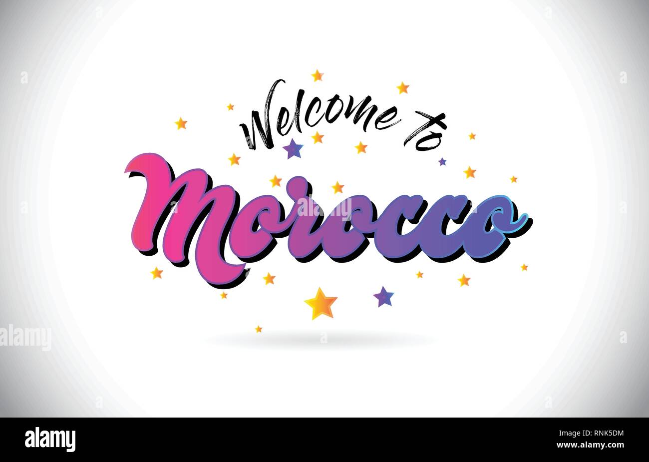 Morocco Welcome To Word Text with Purple Pink Handwritten Font and ...