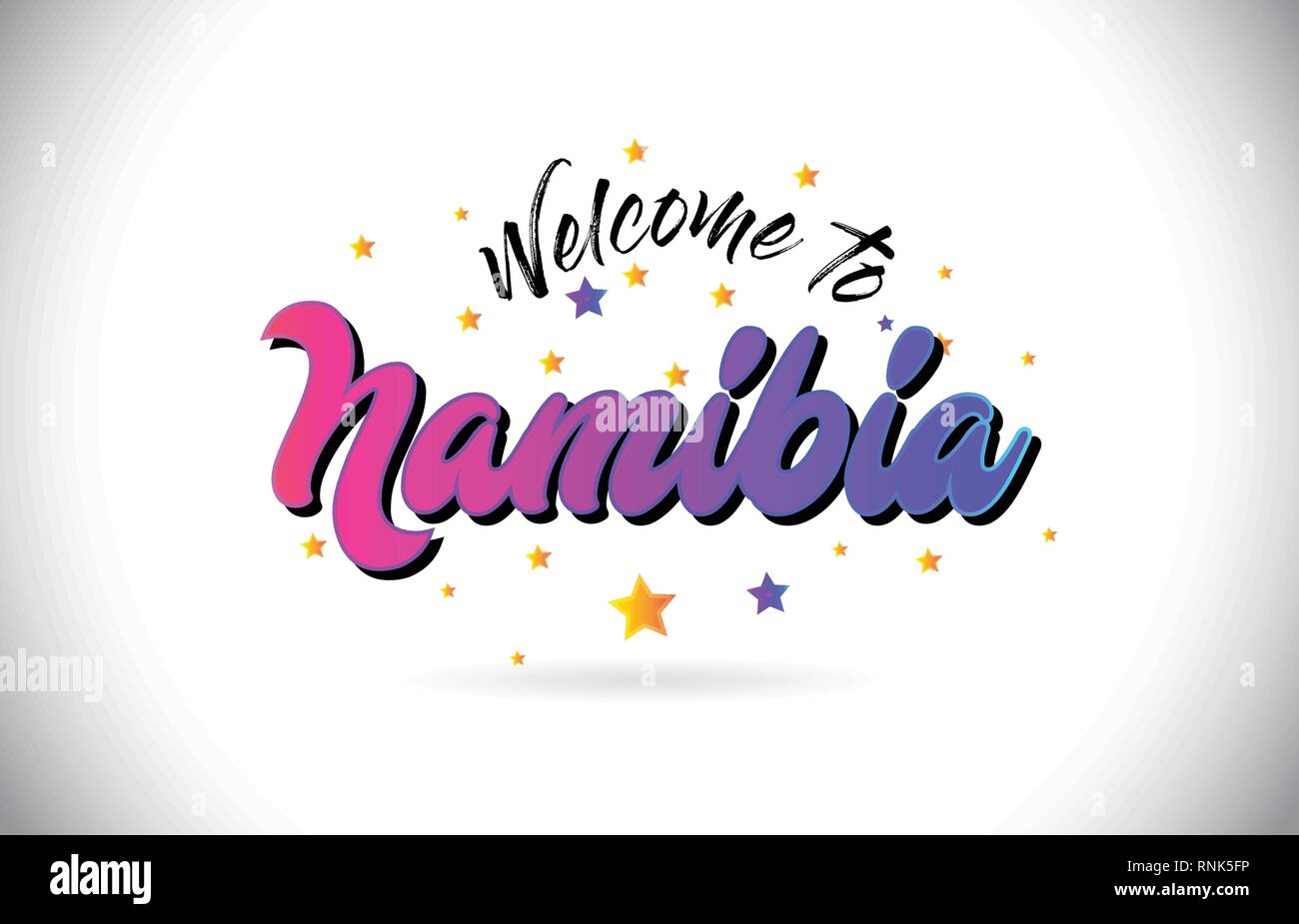 Namibia Welcome To Word Text with Purple Pink Handwritten Font and ...