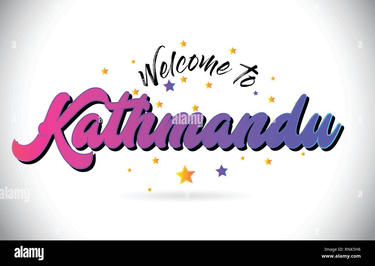 Kathmandu Welcome To Word Text with Purple Pink Handwritten Font and ...