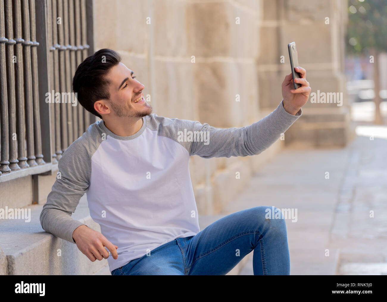 Male european student selfie hi-res stock photography and images - Alamy
