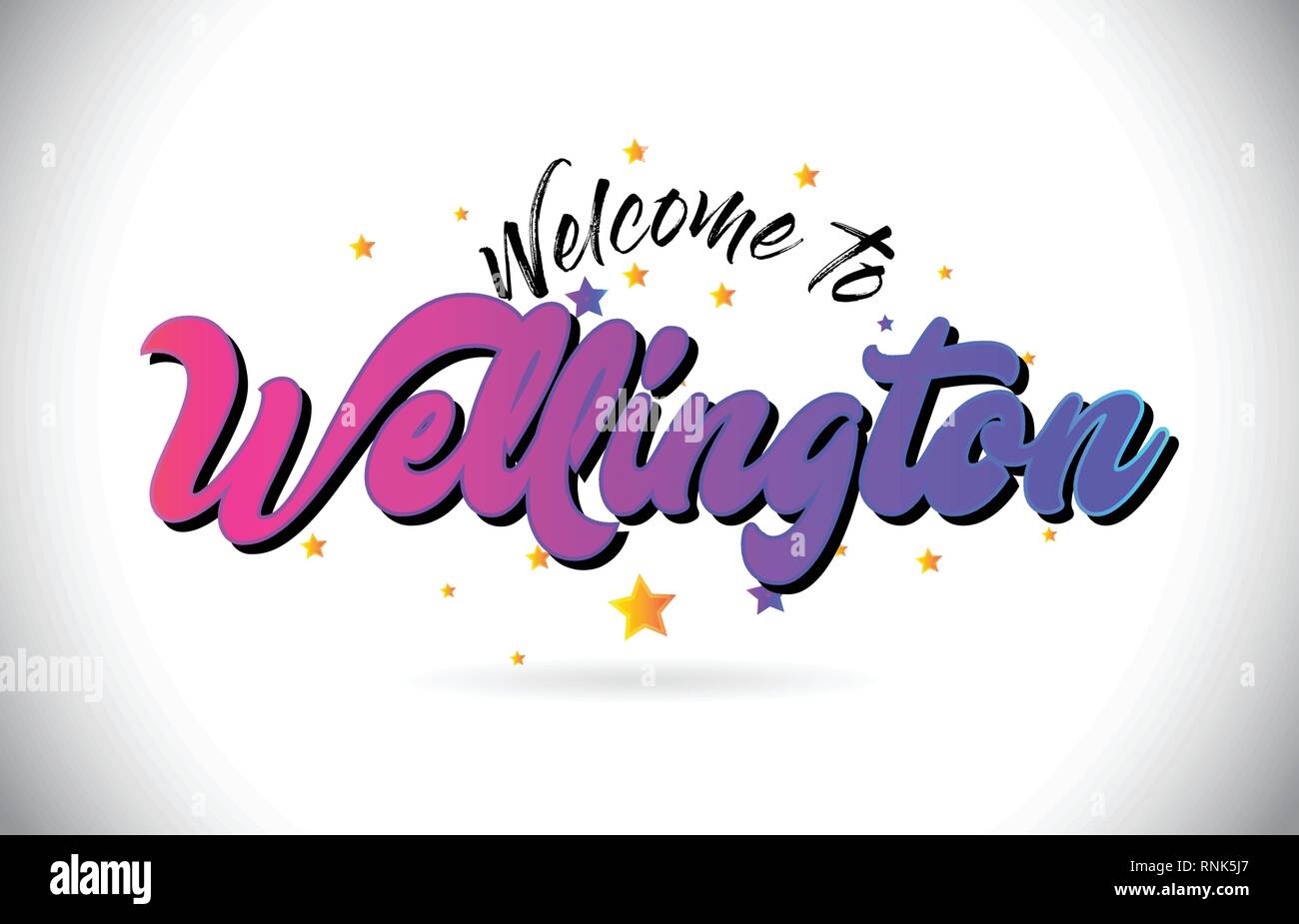 Wellington Welcome To Word Text with Purple Pink Handwritten Font and ...