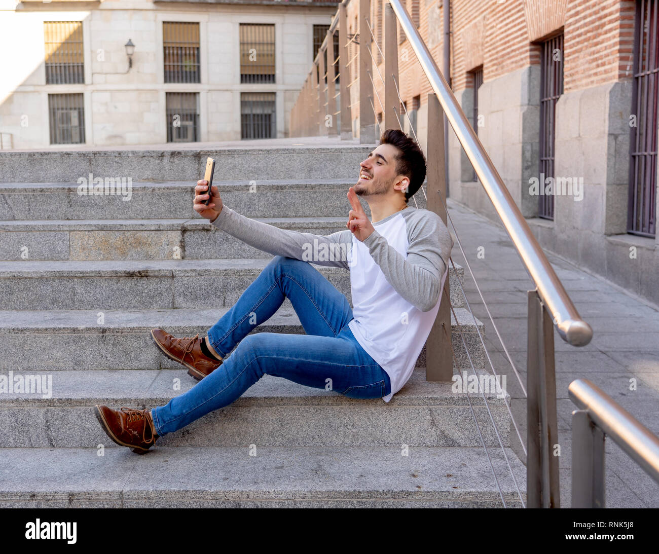 Male european student selfie hi-res stock photography and images - Alamy
