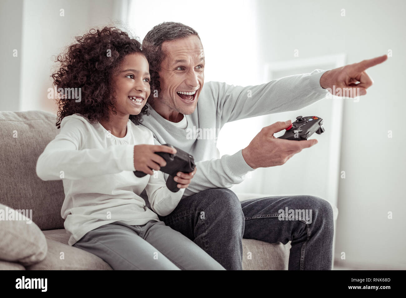 Father playing excited happy hi-res stock photography and images - Alamy