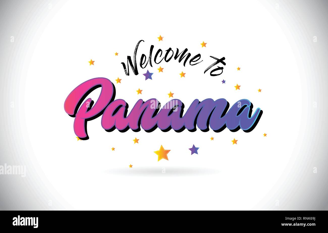 Panama Welcome To Word Text with Purple Pink Handwritten Font and ...