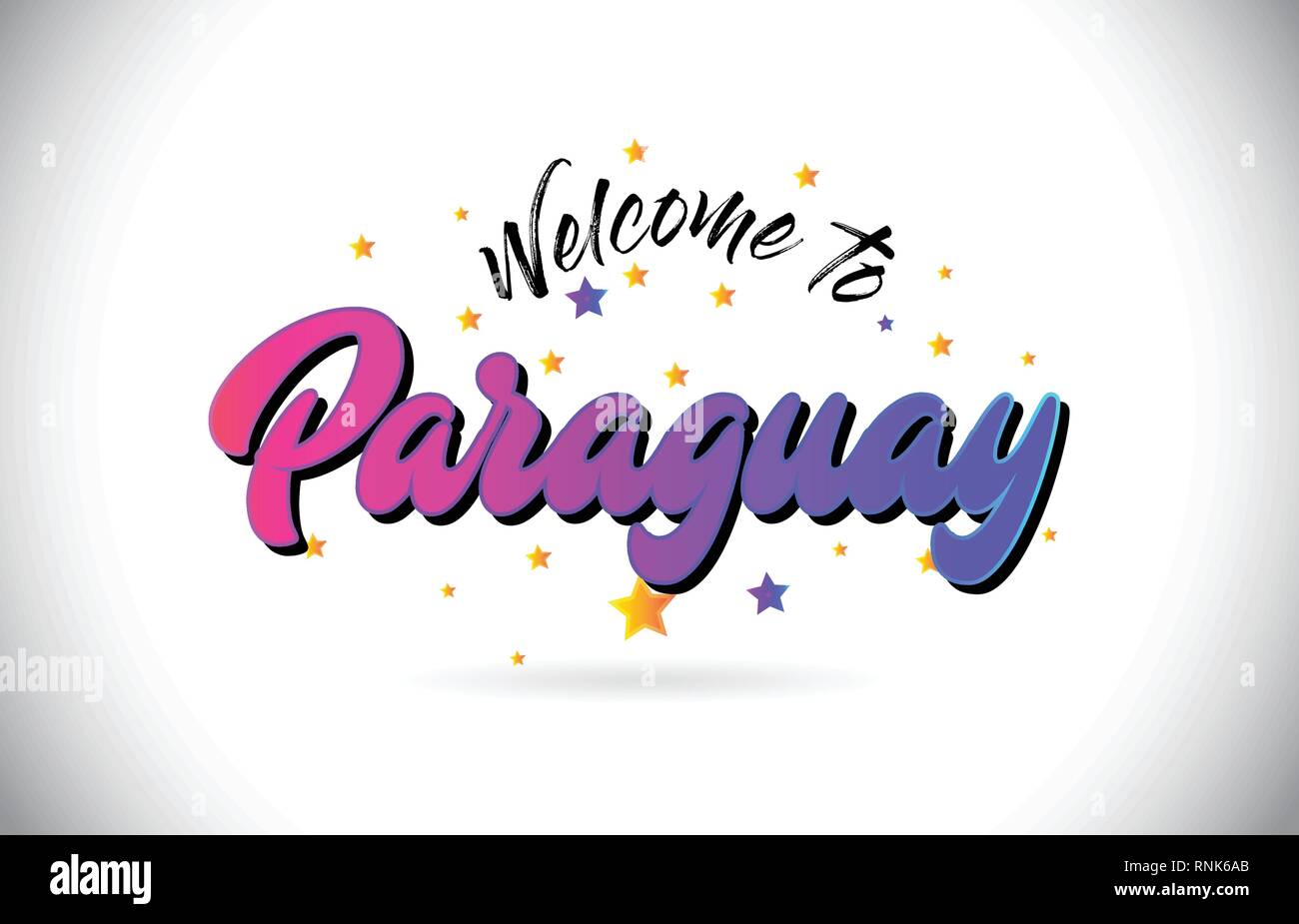 Paraguay Welcome To Word Text with Purple Pink Handwritten Font and ...