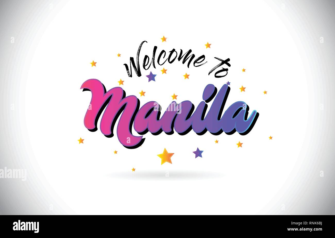 Manila Welcome To Word Text with Purple Pink Handwritten Font and ...