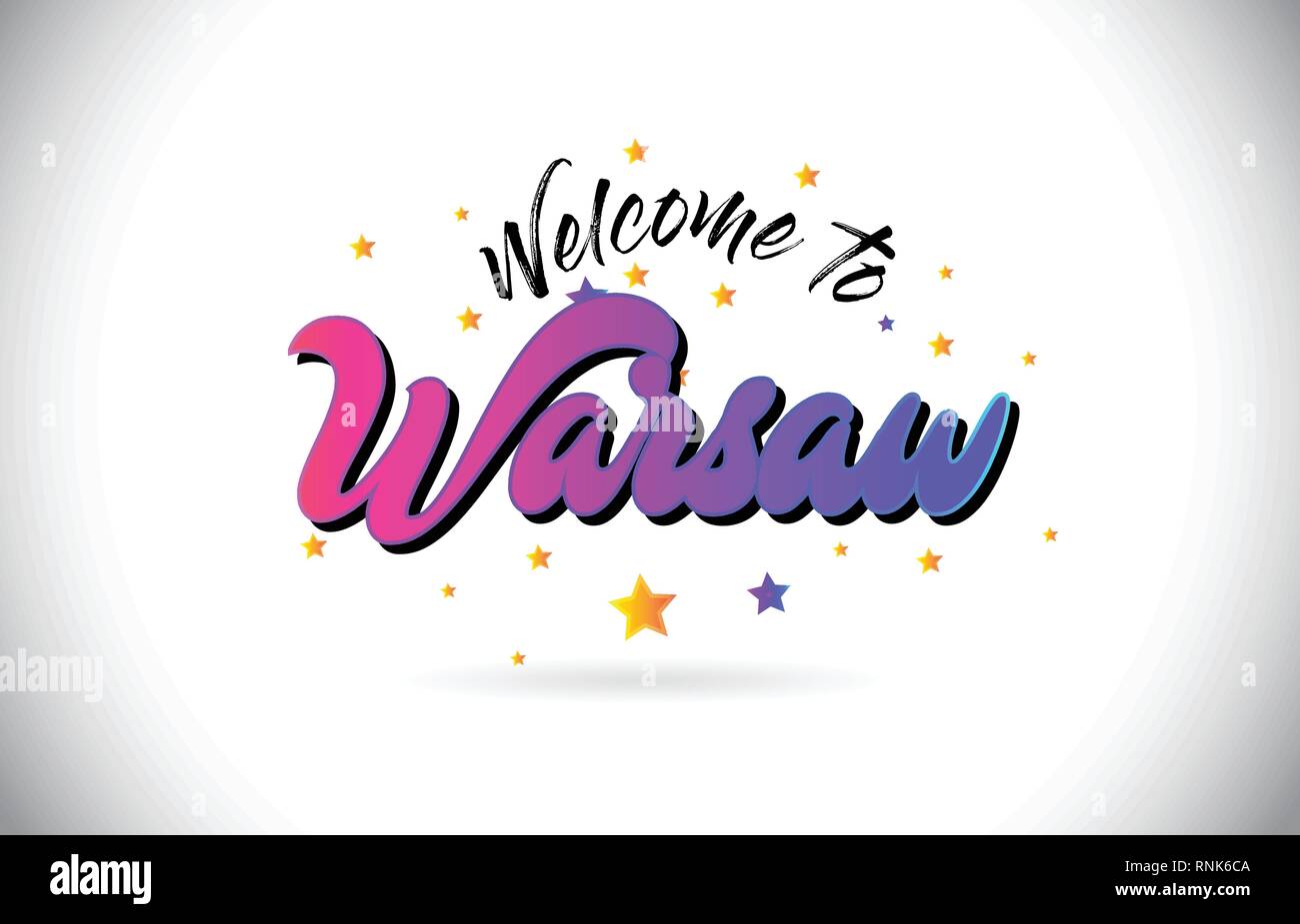 Warsaw Welcome To Word Text with Purple Pink Handwritten Font and ...