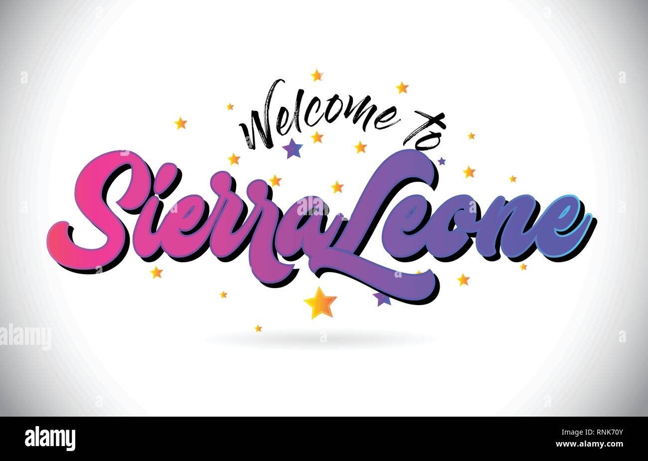 SierraLeone Welcome To Word Text with Purple Pink Handwritten Font and ...