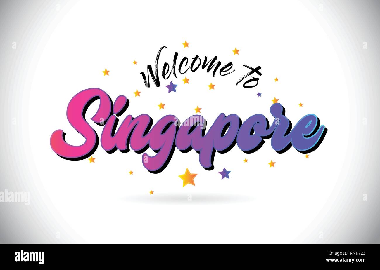 Singapore Welcome To Word Text with Purple Pink Handwritten Font and ...