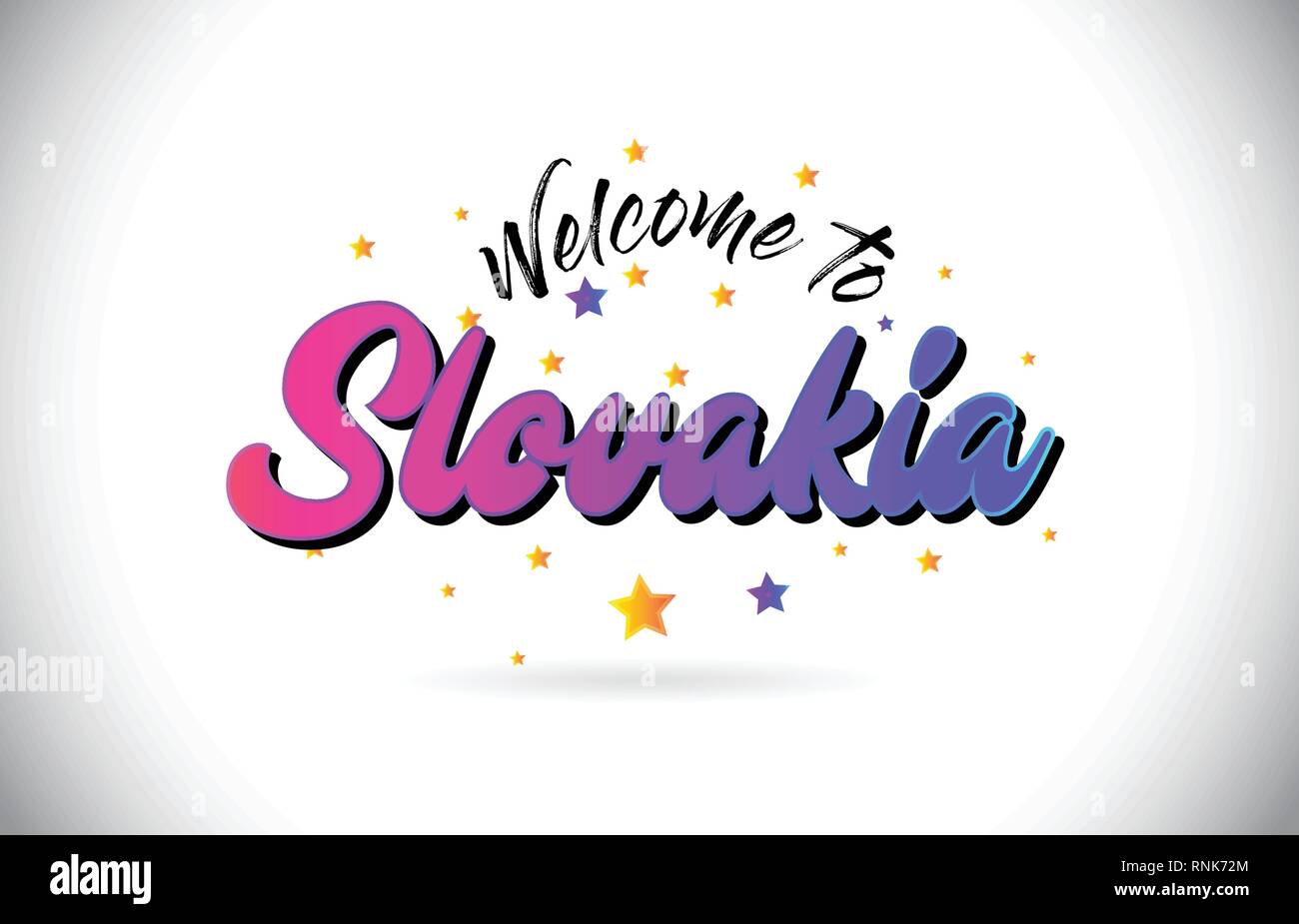 Slovakia Welcome To Word Text with Purple Pink Handwritten Font and ...