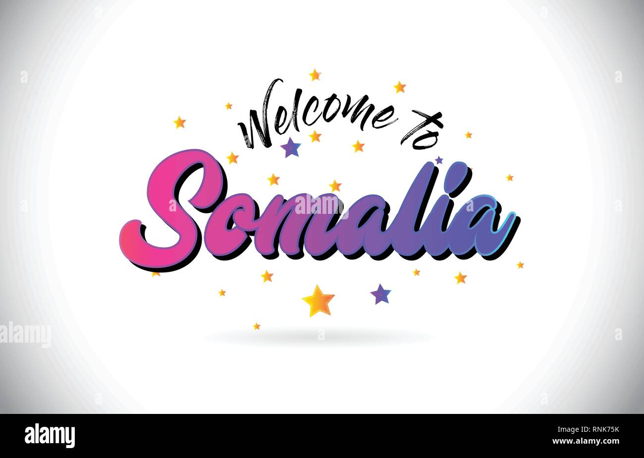 Somalia Welcome To Word Text with Purple Pink Handwritten Font and ...