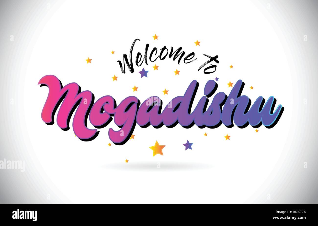 Mogadishu Welcome To Word Text with Purple Pink Handwritten Font and ...