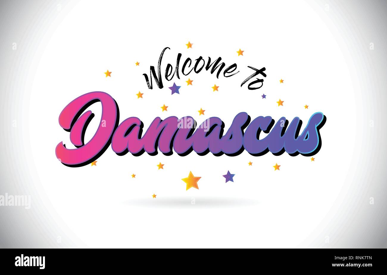Damascus Welcome To Word Text with Purple Pink Handwritten Font and ...
