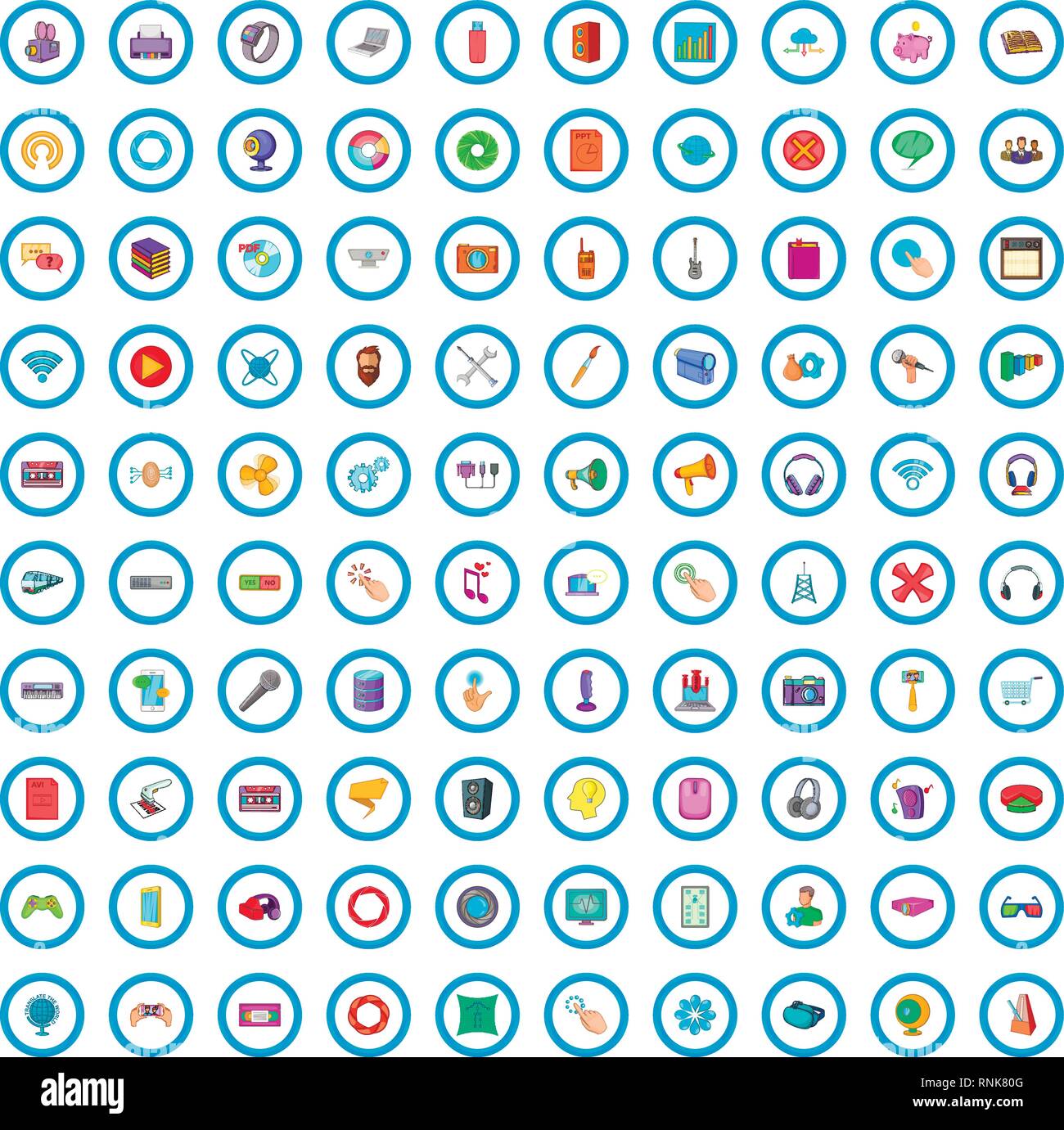100 applications icons set, cartoon style Stock Vector Image & Art - Alamy