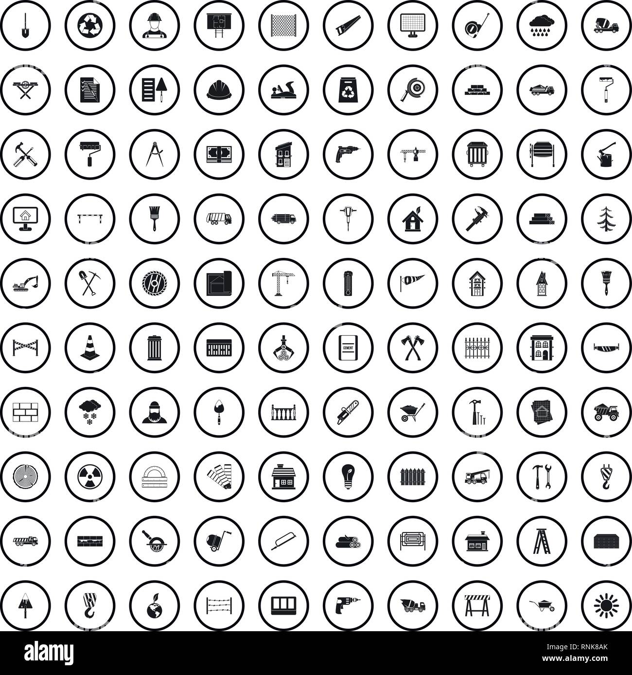 100 building materials icons set, simple style Stock Vector Image & Art ...