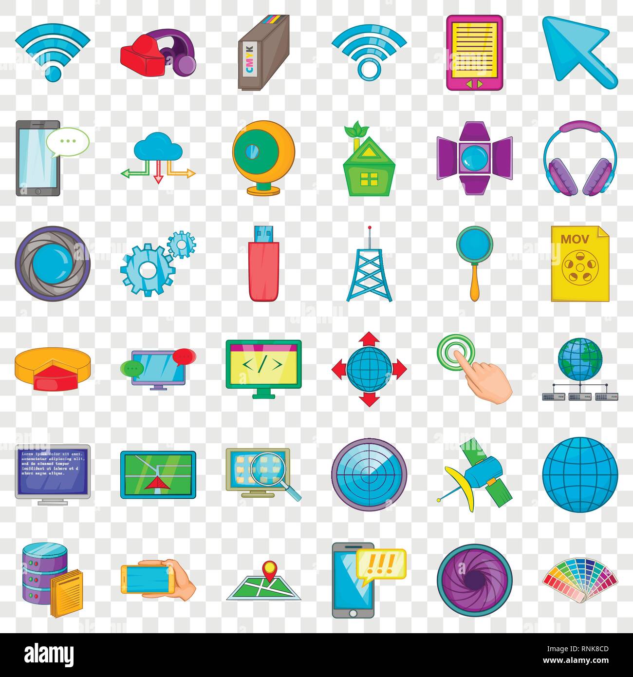 Web map icons set, cartoon style Stock Vector Image & Art - Alamy