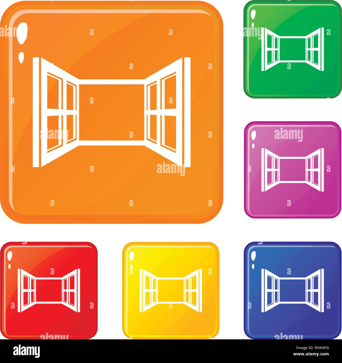 Open window frame icons set vector color Stock Vector Image & Art - Alamy