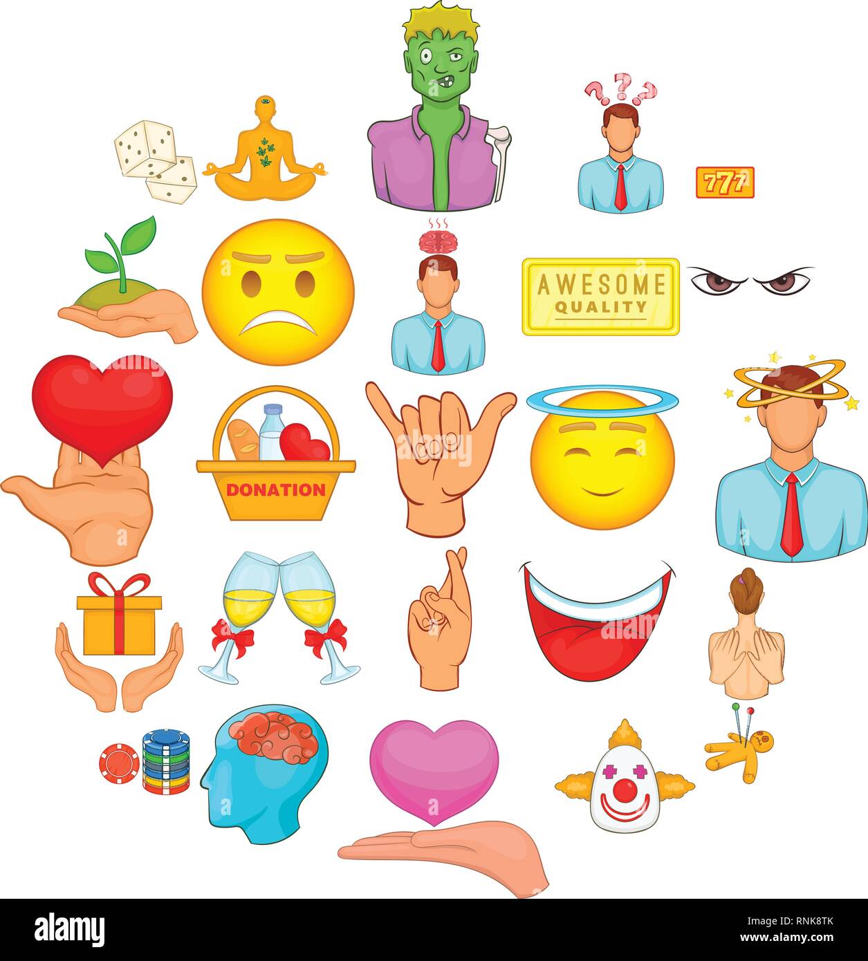 Cheerful icons set, cartoon style Stock Vector Image & Art - Alamy