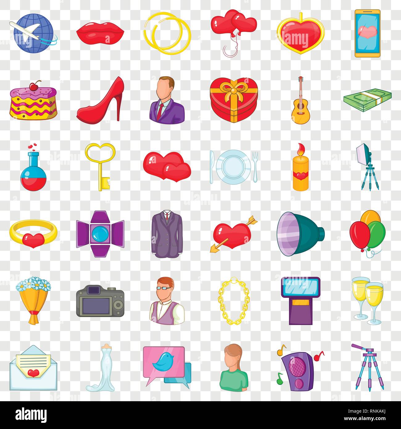 Merry wedding icons set, cartoon style Stock Vector Image & Art - Alamy