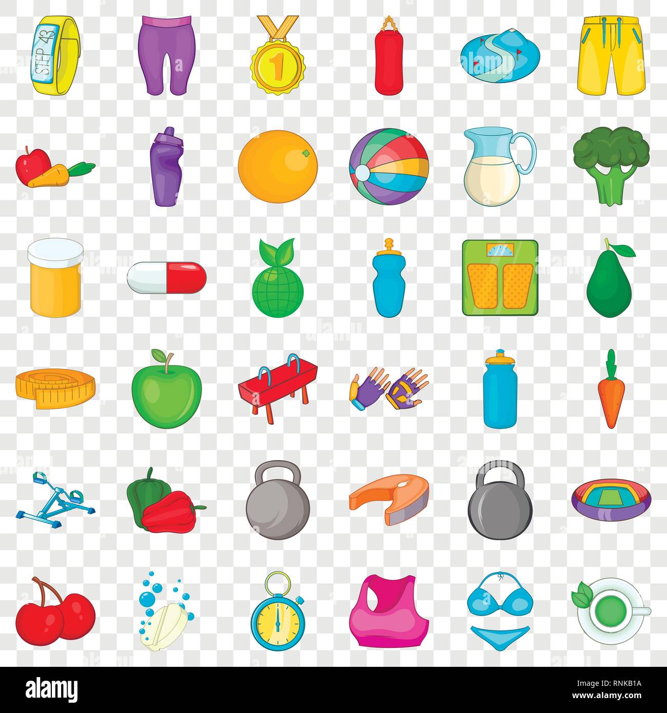 Wellness fit icons set, cartoon style Stock Vector Image & Art - Alamy
