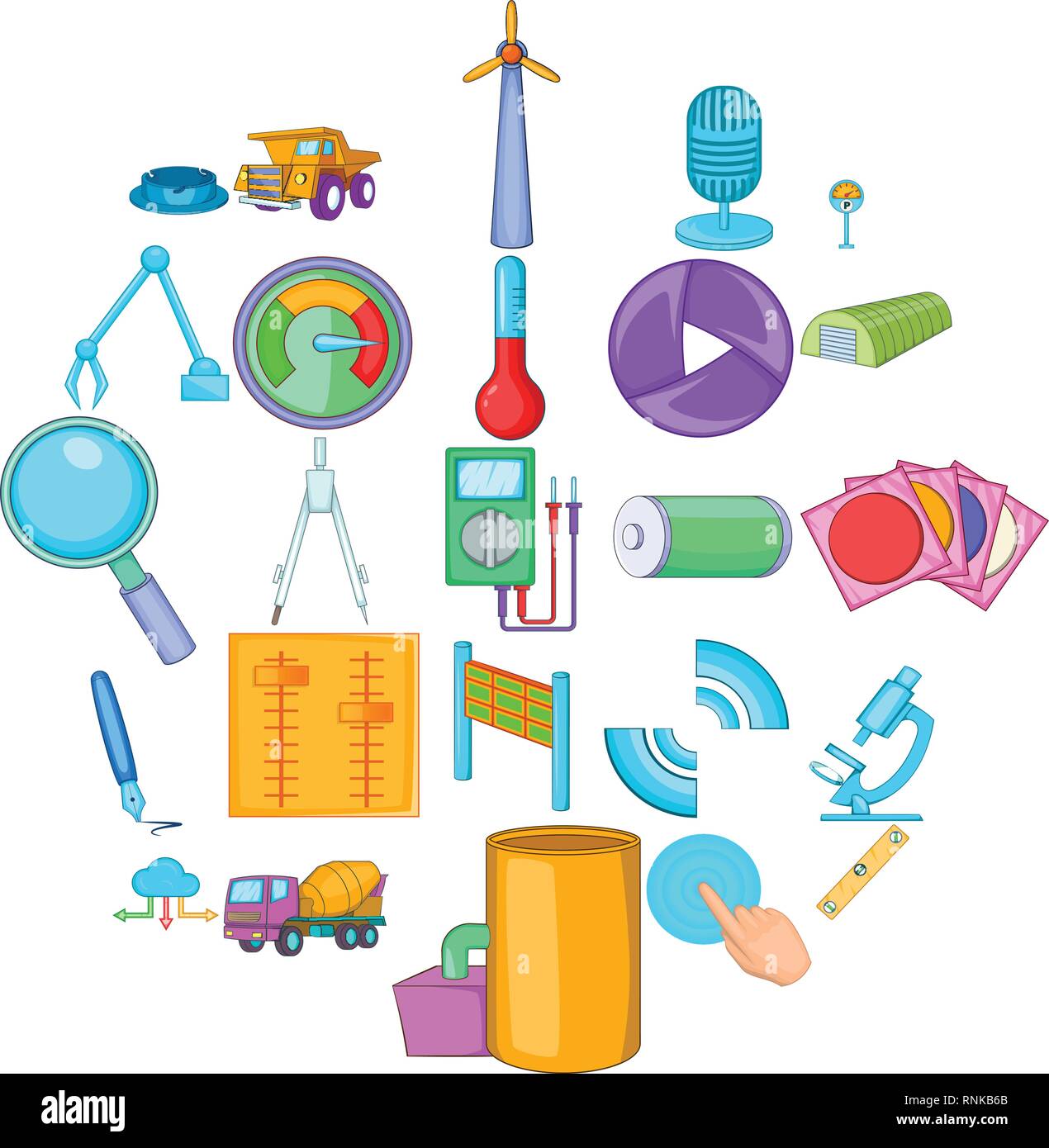 Engineering system icons set, cartoon style Stock Vector Image & Art ...