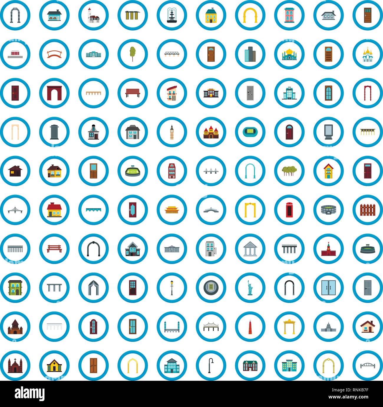 100 architecture icons set, flat style Stock Vector Image & Art - Alamy