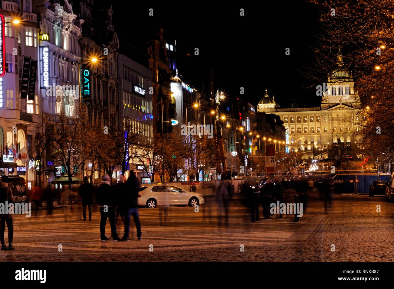 Evening at the Wenceslas square in Prague Stock Photo - Alamy
