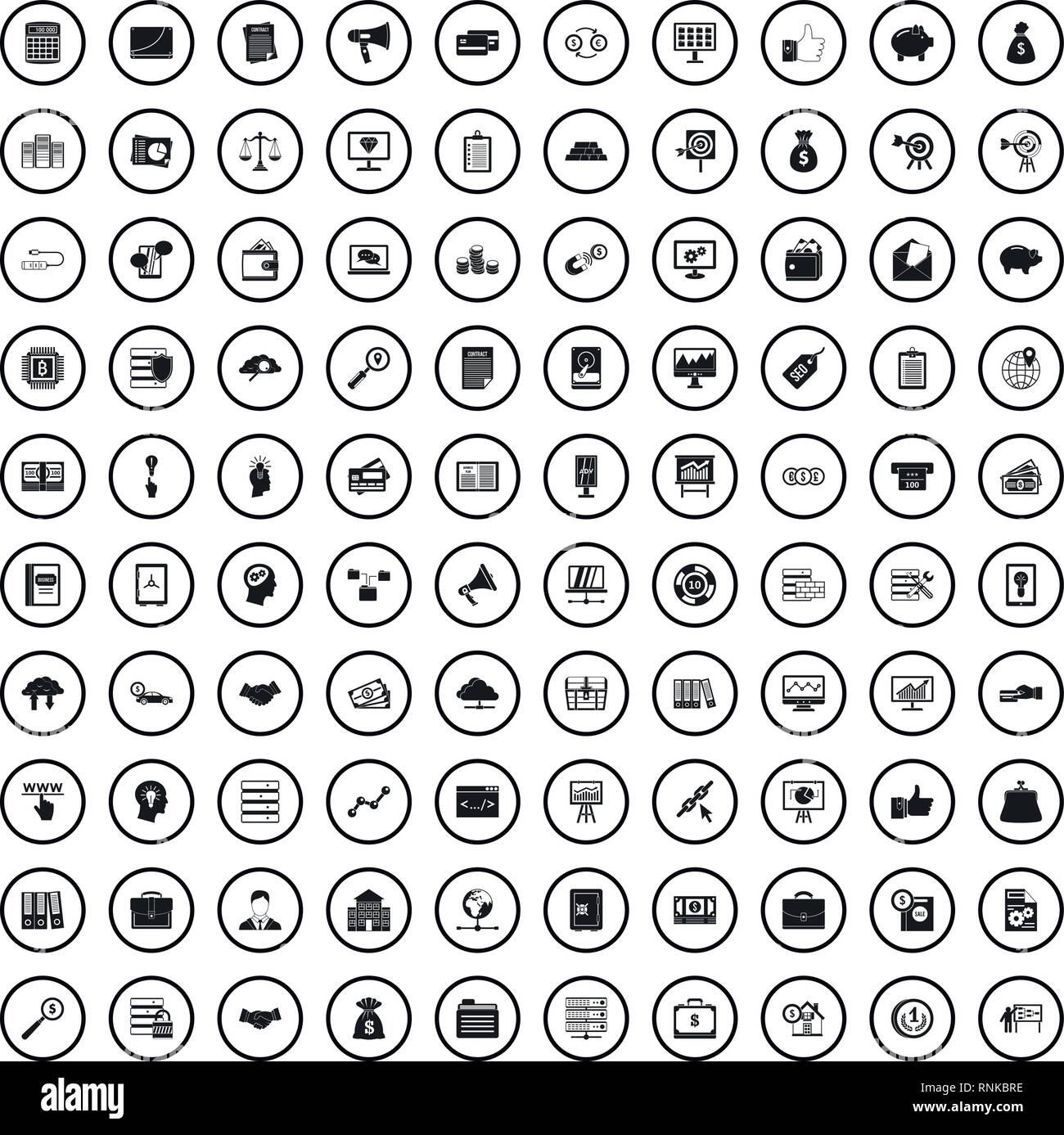 100 business process icons set, simple style Stock Vector Image & Art ...