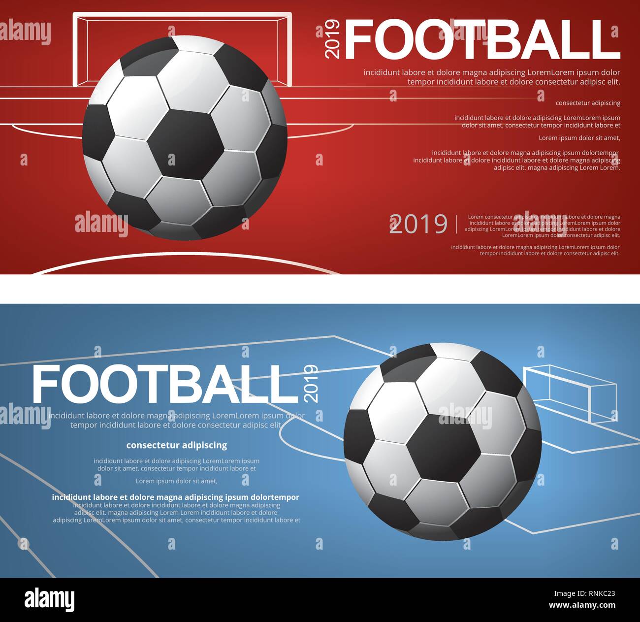 2 Banner Soccer Football Poster Vector Illustration Stock Vector Image ...
