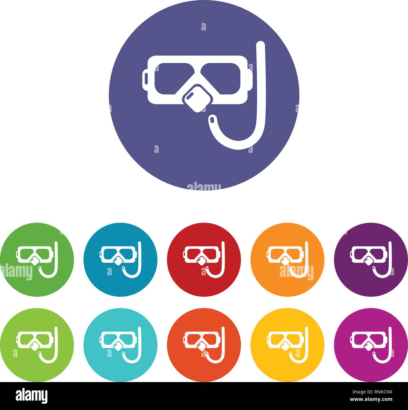 Diving mask snorkel icons set vector color Stock Vector Image & Art - Alamy