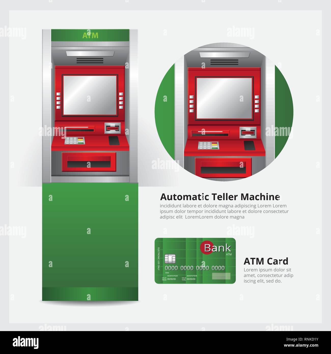 ATM Automatic Teller Machine with ATM Card Vector Illustration Stock Vector Image & Art - Alamy