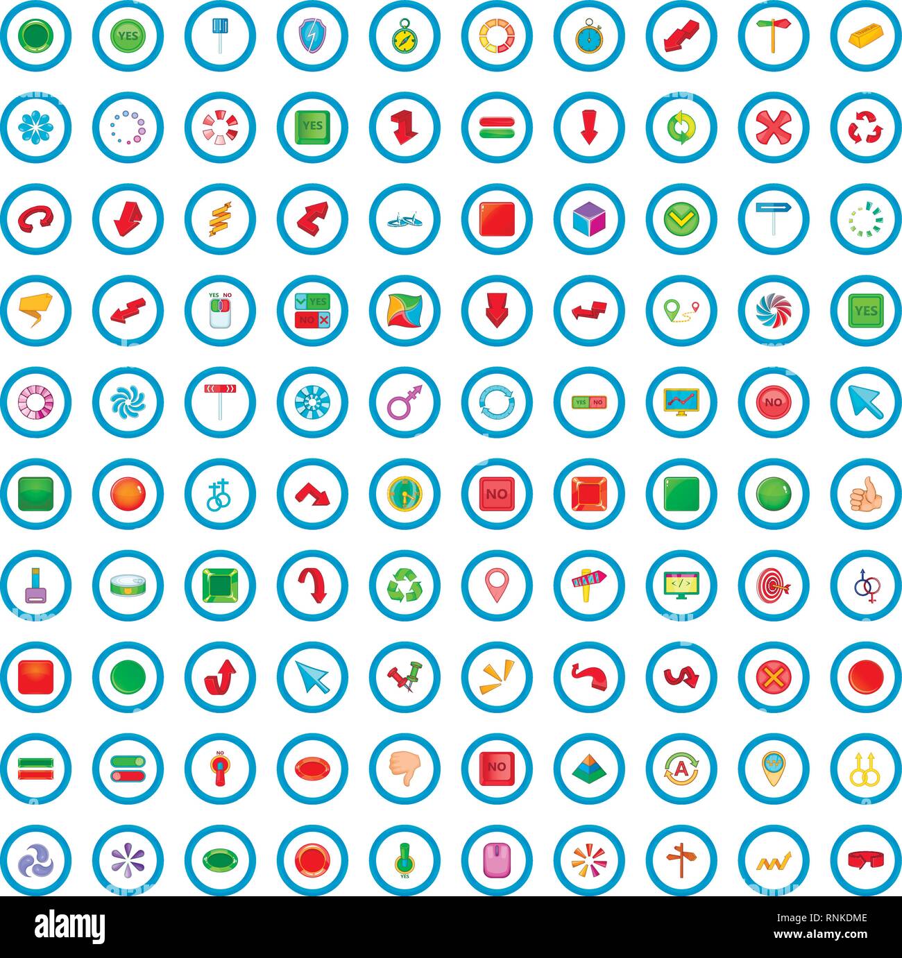 100 arrow and button icons set, cartoon style Stock Vector Image & Art ...