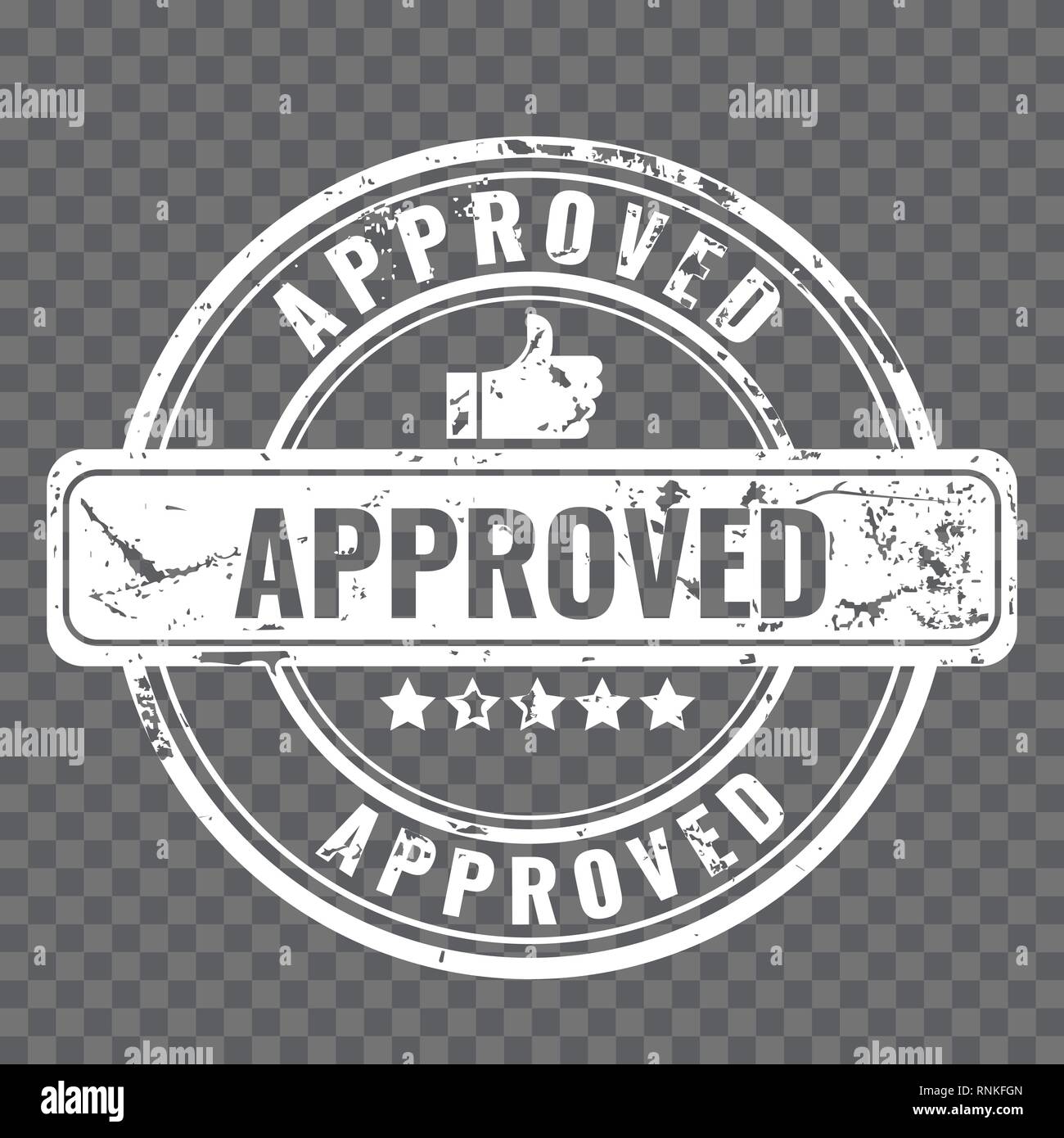 Stamp - approved. Vintage grunge effect and like symbol. Isolated as ...