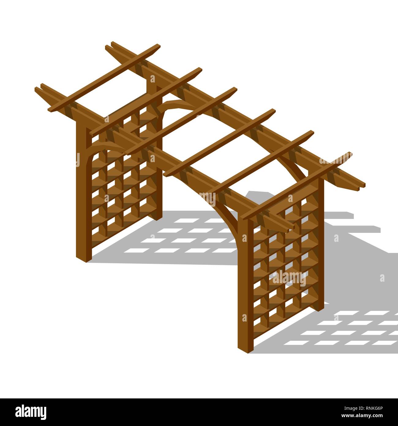 Inner courtyard pergola isometric icon vector graphic illustration ...